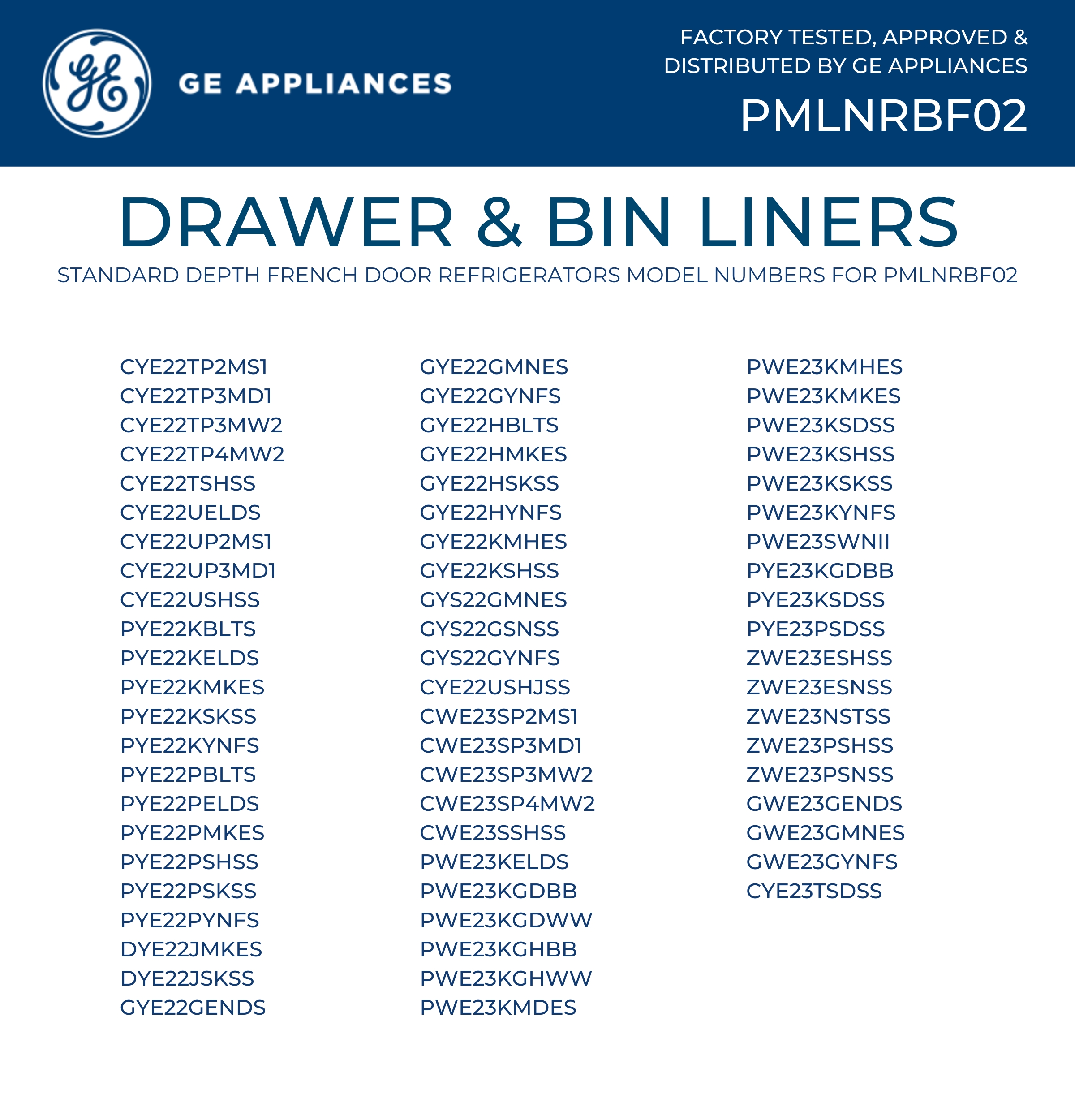PMLNRBF02 | Drawer & Bin Liners with Microban® for Counter Depth ...