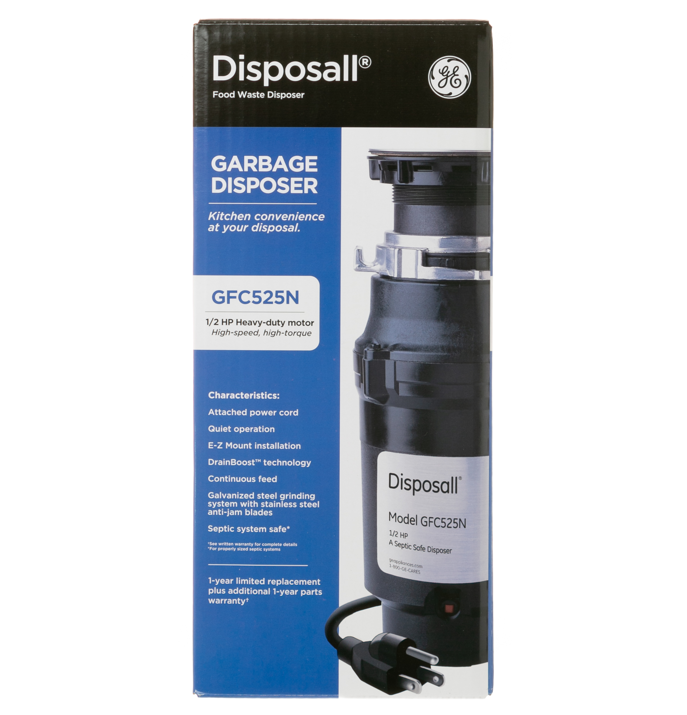 GFC525N | GE DISPOSALL® 1/2 HP Continuous Feed Garbage Disposer ...